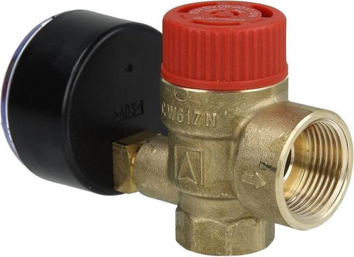 Euro-Index Overdrukventiel 1/2" Met Manometer (Verwarming) | bol.com
