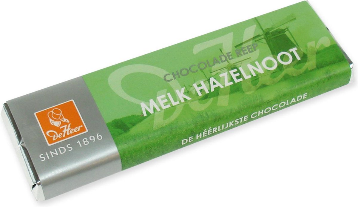 De Heer Chocolade Reep Melk Hazelnoot 24 x 75 gram | bol