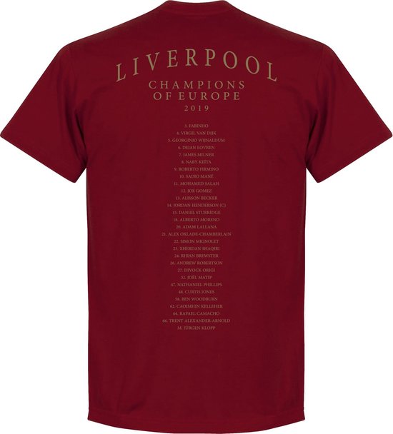 Liverpool Champions Of Europe 2019 Selectie T-Shirt - Rood - XL | bol.com