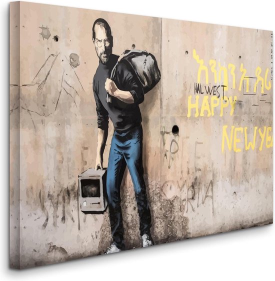 BANKSY Steve Job Migrant Calais Canvas Print | bol