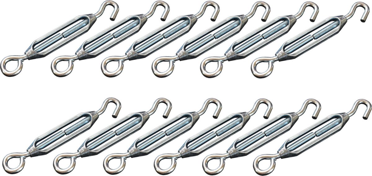 Draadspanner M6 140mm - 200mm | Haak / Oog | Voordeelverpakking 12 ...