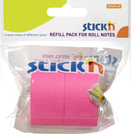 Stick'n Roll note - 25mmx10m - Navulling - 2 rollen - Neon magenta ...