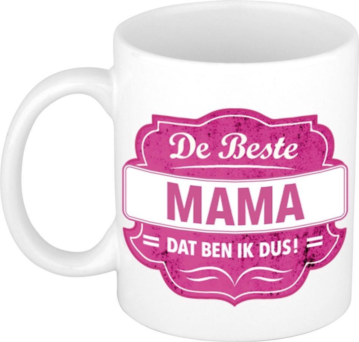 De beste mama cadeau koffiemok / theebeker wit met roze embleem - 300 ml - keramiek -... | bol.com
