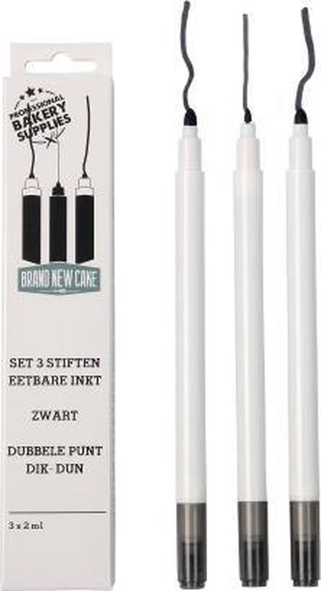 BrandNewCake Zwarte Stiften eetbare inkt set/3 | bol.com