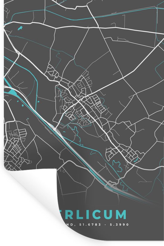 Muurstickers - Sticker Folie - Berlicum - Blauw - Stadskaart ...