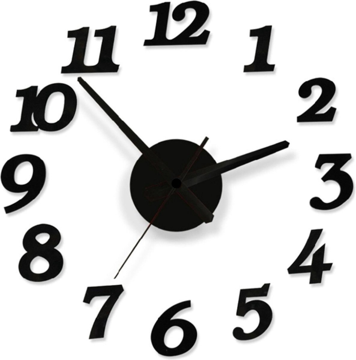 Moderne Zwarte Wandklok met losse Cijfers - Sticker 3D klok- Doe het ...