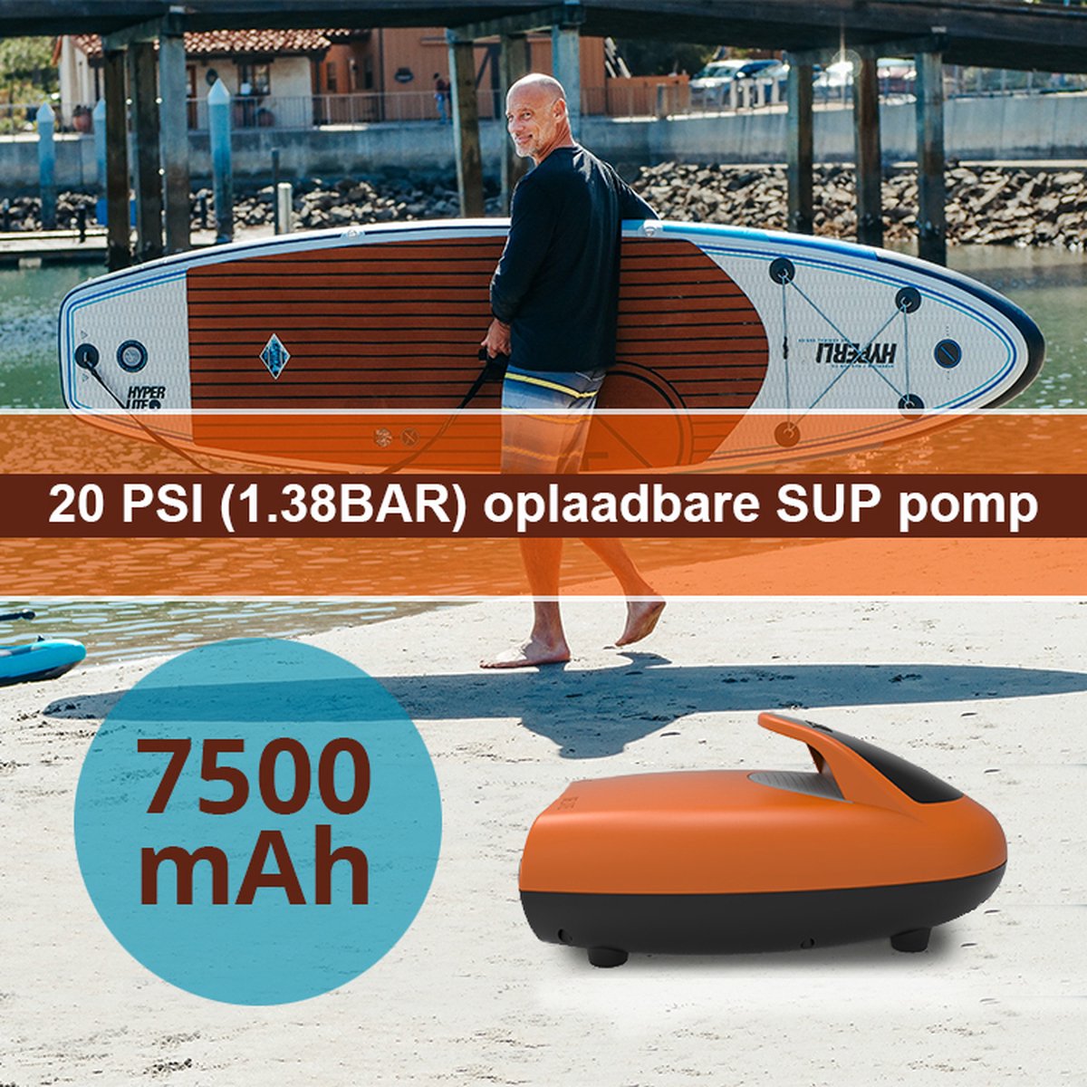 TSP2040 B SUPPOMP 20PSI draadloze elektrische 2traps 7500 mAh Sup-pomp ...