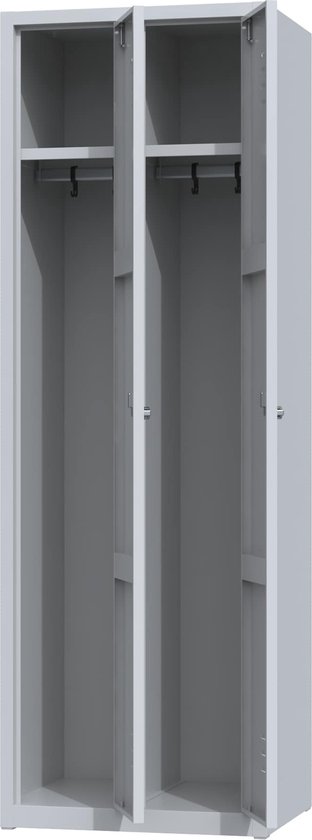 Metalen lockerkast hang & leg - lichtgrijs - 2 deurs 2 delig - met slot ...