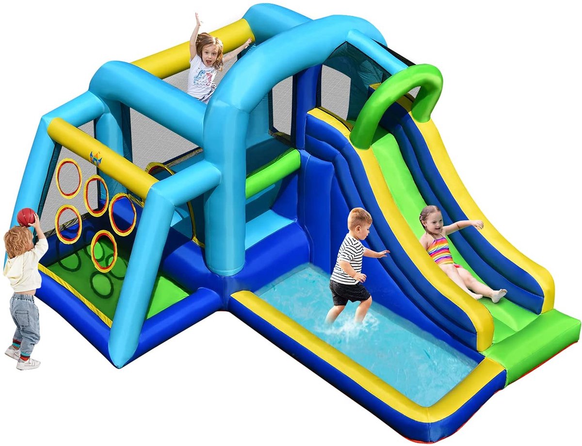 Opblaasbare springkussen, 5 in 1 springkussen met grote spring- en ...