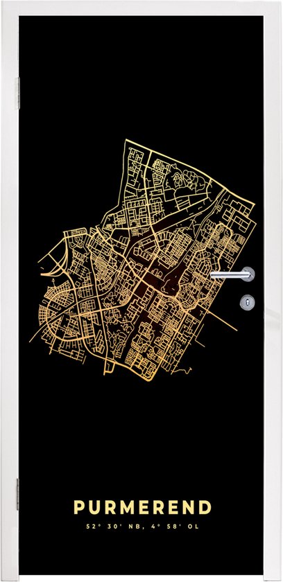 Deursticker Purmerend - Kaart - Stadskaart - Plattegrond - 95x235 cm ...