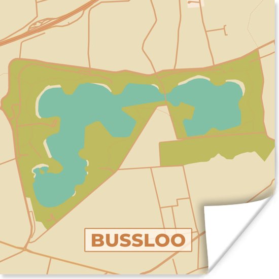 Poster Plattegrond - Bussloo - Stadskaart - Vintage - Kaart - 50x50 cm ...