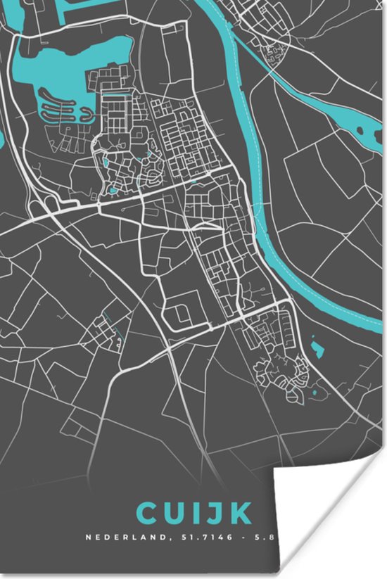 Affiche Cuijk - Carte - Plan de la ville - Carte - Pays- Nederland ...