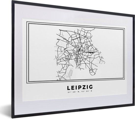 Fotolijst incl. Poster Zwart Wit- Stadskaart – Plattegrond – Duitsland ...