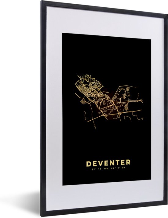 Fotolijst incl. Poster - Stadskaart - Deventer - Plattegrond - Nederland - Kaart -... | bol