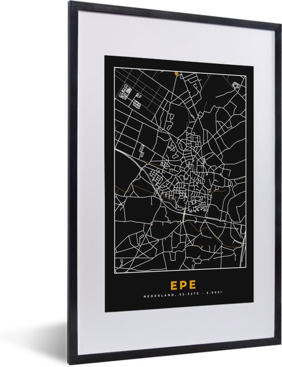 Fotolijst incl. Poster - Stadskaart - Epe - Plattegrond - Goud - Kaart ...