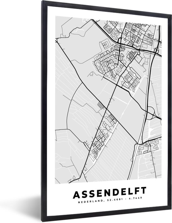 Fotolijst incl. Poster - Plattegrond - Assendelft - Stadskaart - Kaart ...