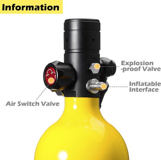 Duikflessen - 2L Scuba Tank - Duiken Zuurstof Cilinder - Zuurstoftank ...