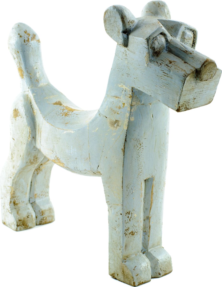 Beeld hond grijs - Hond van hout - Decoratief beeld hond - Honden beeld ...