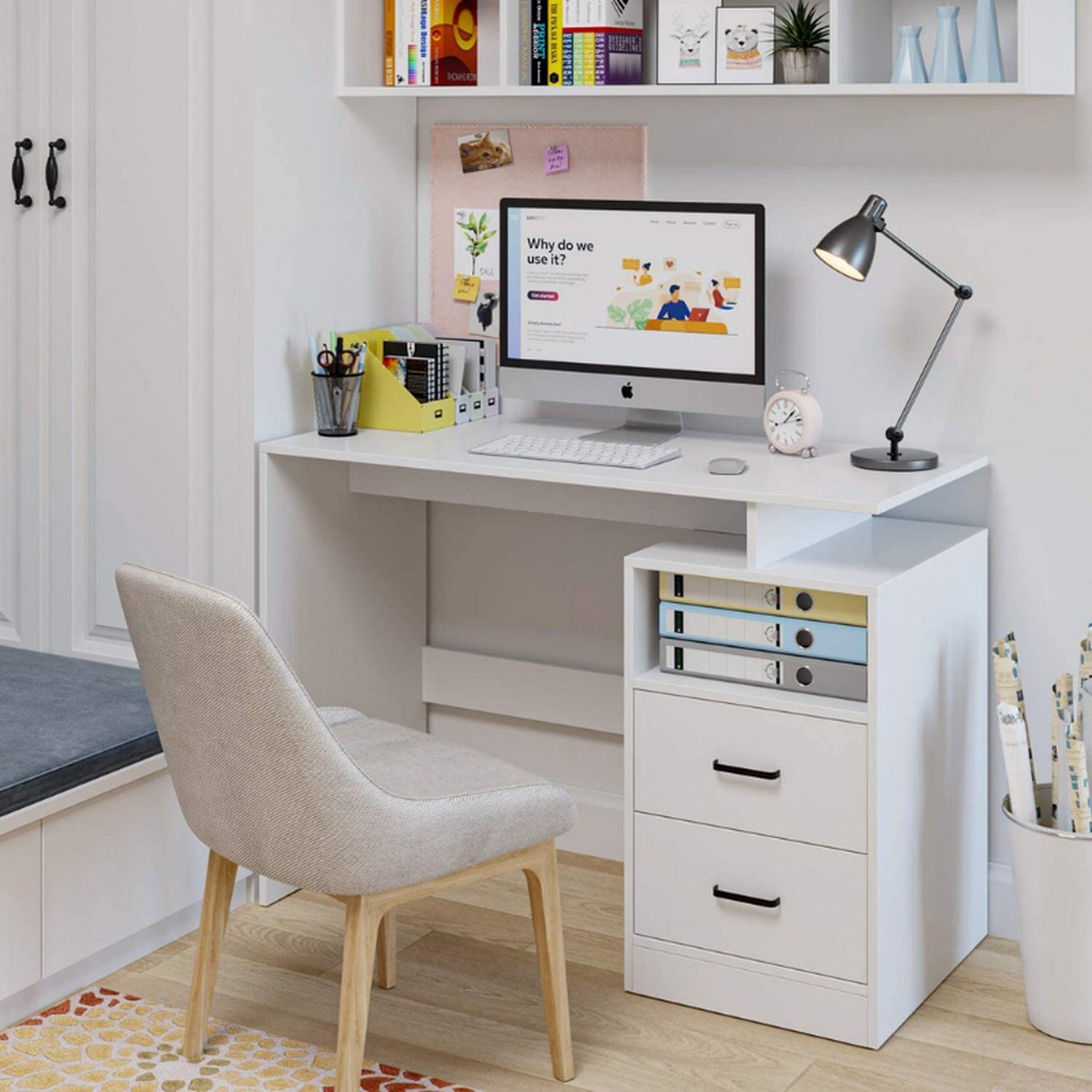 Homesse White Computer Table - computermeubel - bureau organizer ...