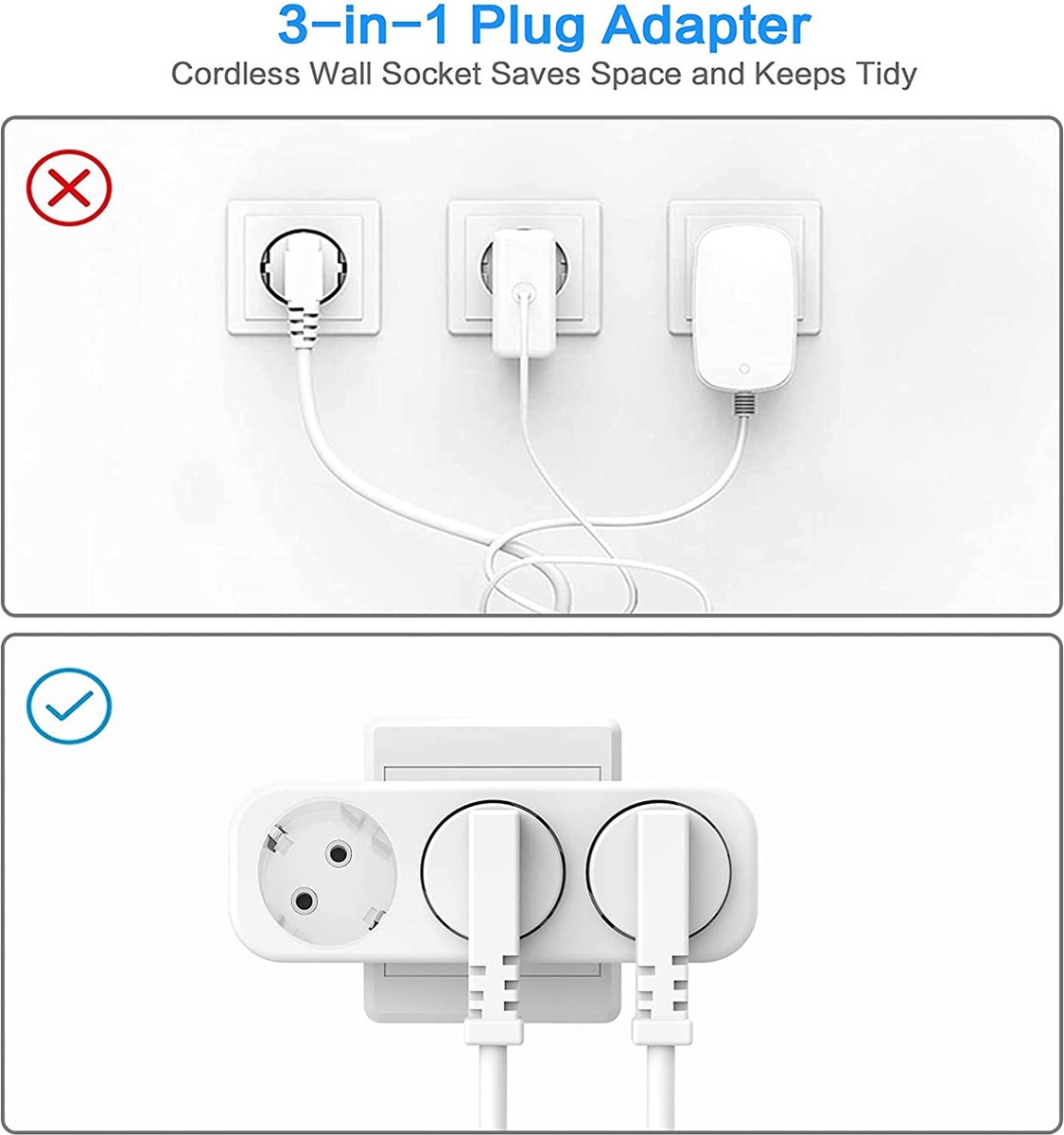 Stopcontact Splitter | Verdeelstekker | Verloopstekker 3-voudig wit ...