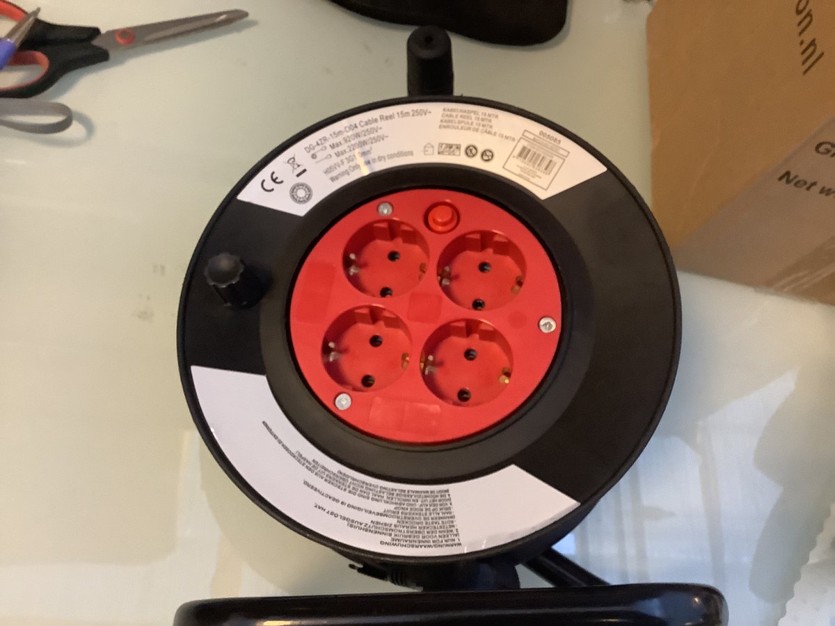 Bellson kabel haspel katrol. Verleng snoer.15 meter zwart. 3 x 1 ...