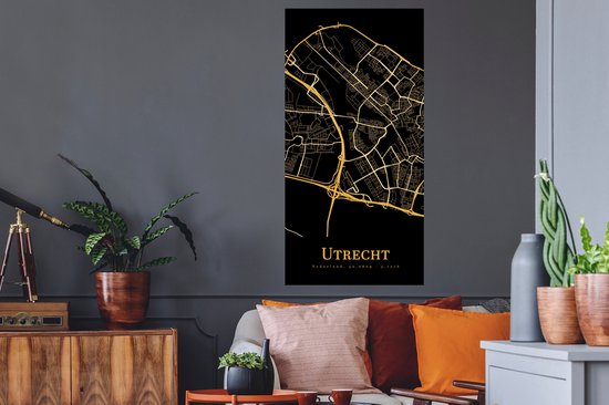 Muurstickers - Sticker Folie - Utrecht - Stadskaart - Goud - 60x120 cm ...