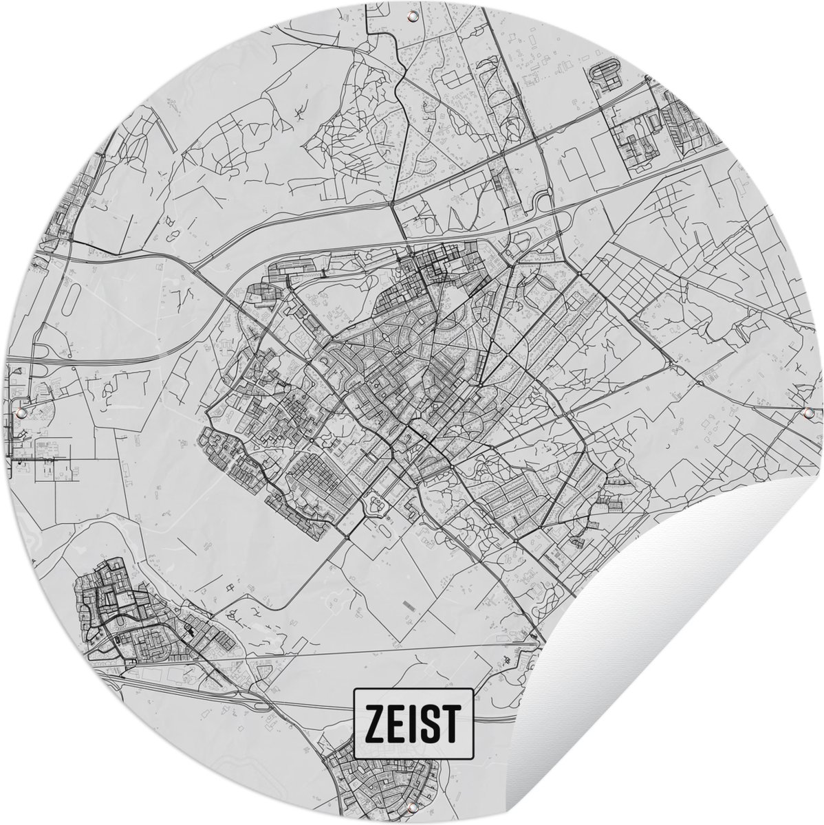 Garden Circle City Map Zeist - 120x120 cm - Affiche de Jardin Ronde ...