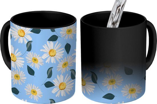 Magic Mug - Photo Heat Mugs - Mug à café - Marguerites - Blauw - Motif ...