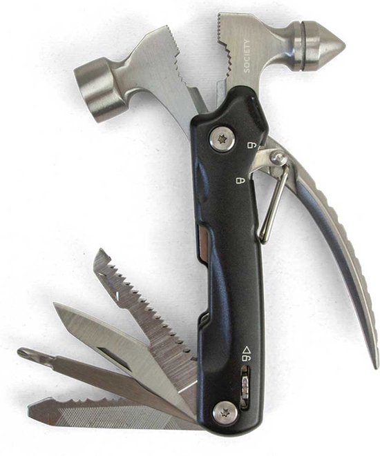 Society Paris - Multitool met Hamer en Tang functie - RVS - 12 Functies - Luxe giftbox | bol
