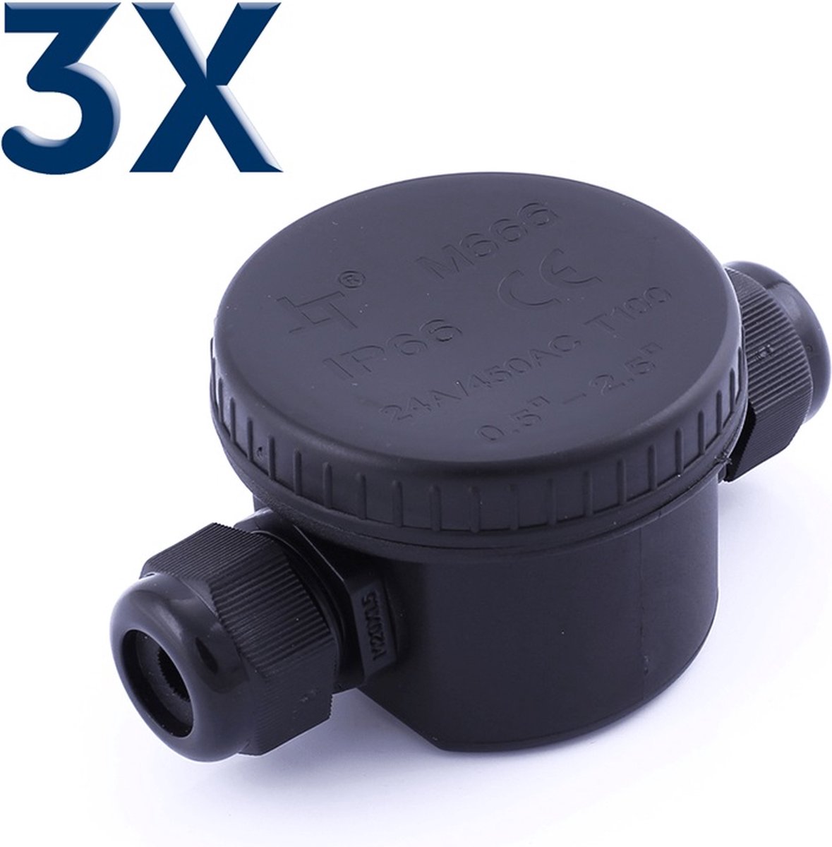 Set van 3 - 3 PIN WATERPROOF LASDOOS IP66 9-12MM - Waterdichte lasdoos ...