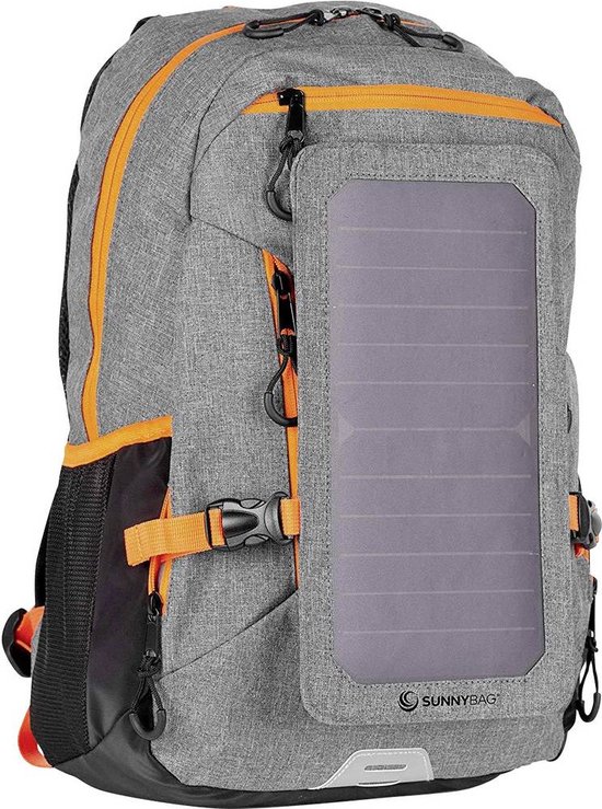 SunnyBag - Solar Backpack Explorer+ - 15 l - Grijs/Oranje | bol.com