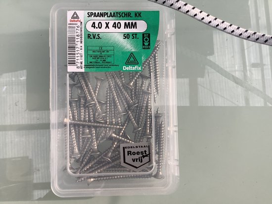 Deltafix. Hout schroef. Rvs. 4.0 x 40 mm. Plat-kruis-kop. 50 stuks ...