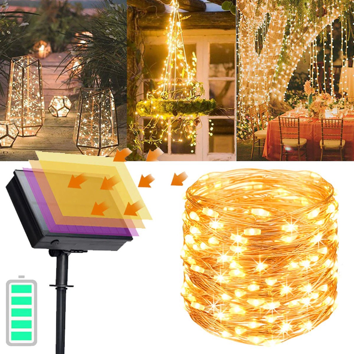 Homezie Solar lichtsnoer buiten - 22 meter - Fairy lights - Solar ...