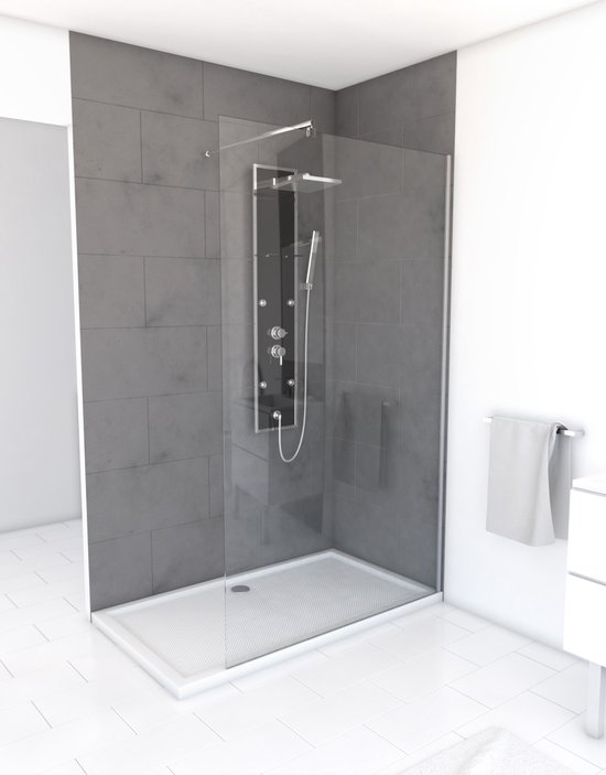 Aurlane inloop douchewand 120x200cm met uitschuifbare RVS steunarm ...