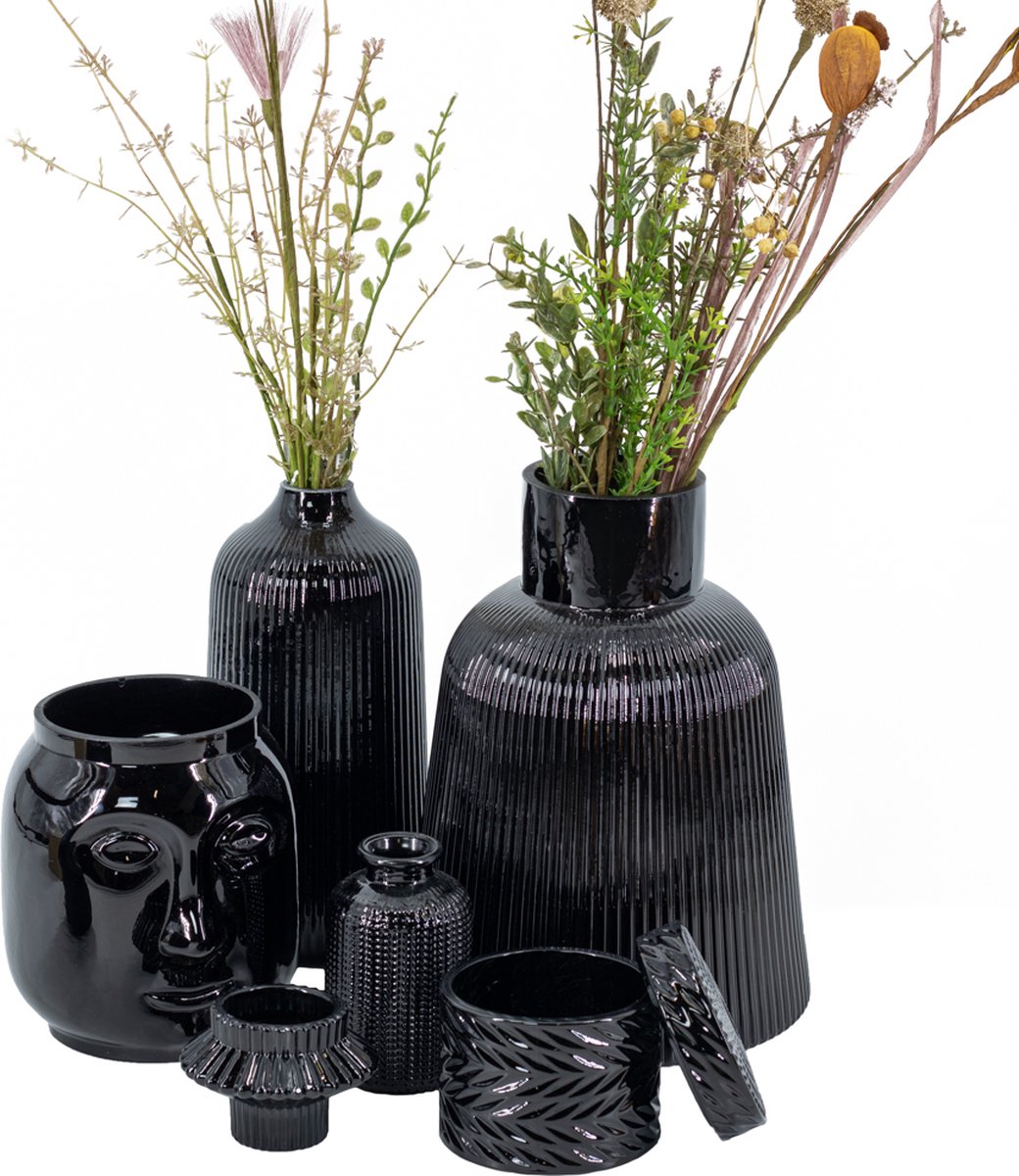 Glazen vaasje zwart | bol.com