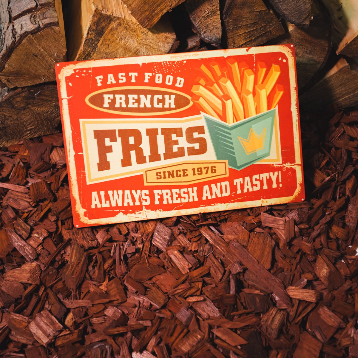 Spreukbord - Fries Frieten - Frituur - Hout - Vintage - Retro - Bord ...