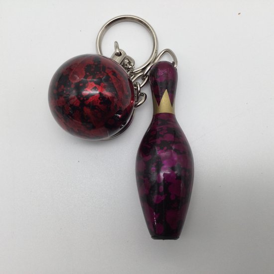 Bowling Bowling sleutelhanger 'Combi pin en bal massief' donker paars ...