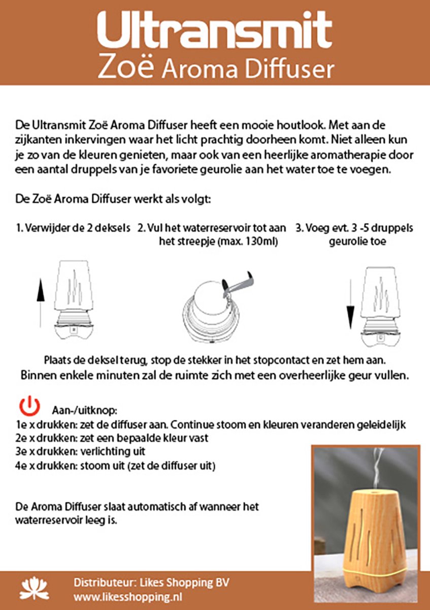 Ultransmit - Zoë - Aroma Diffuser | bol.com