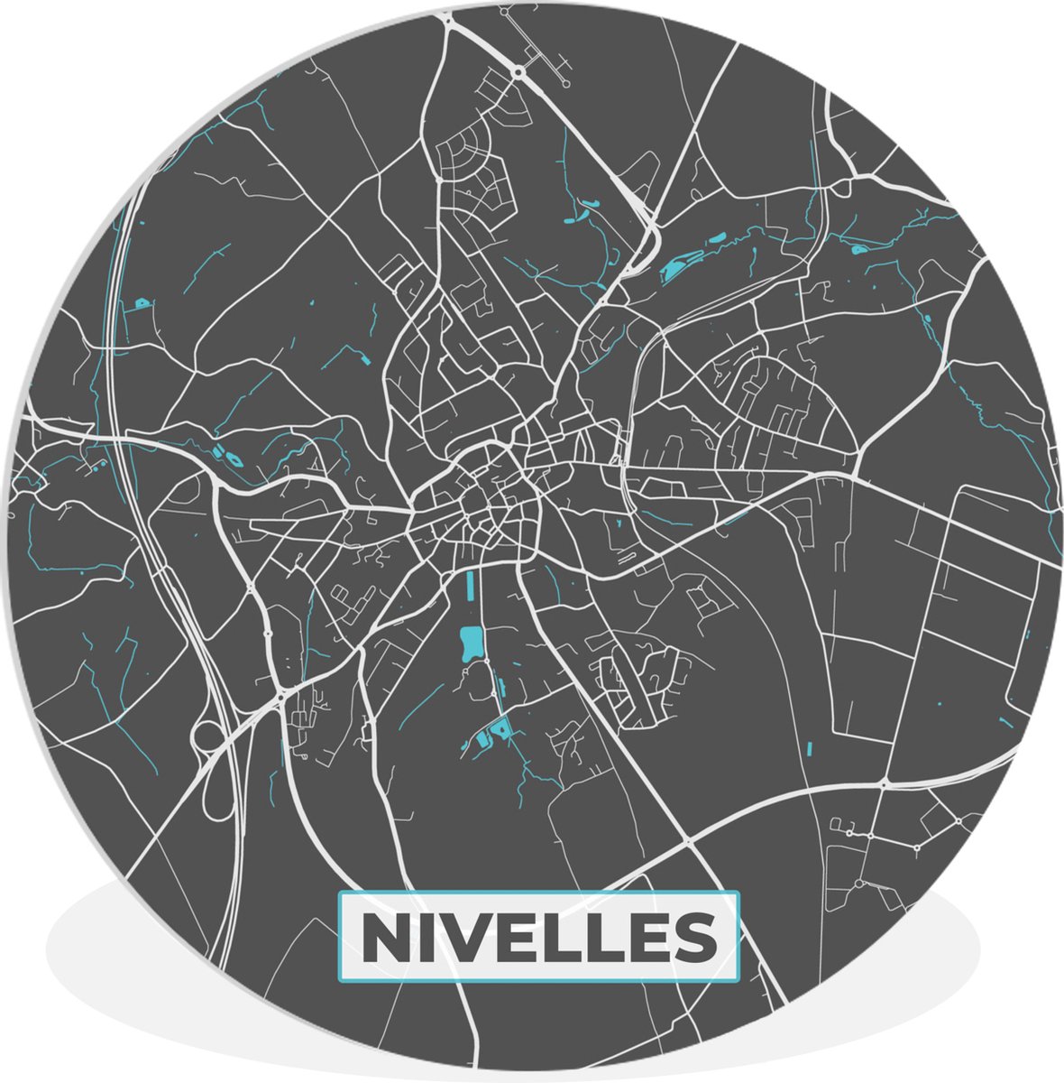 Wall Circle - Wall Circle Indoor - City Map - Grijs - Carte - Nivelles ...