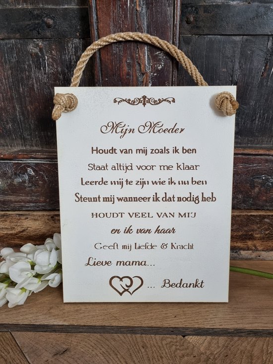 Tekstbord Moeder [Tekstplankje Mama] [Tekst plank mama] [Cadeau voor ...