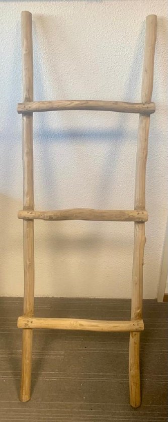 Houten ladder - decoratie - 3 tredes - laddertje - 120cm | bol.com