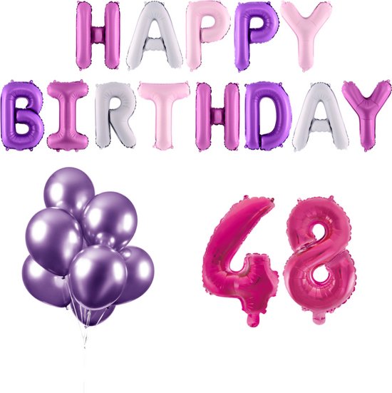 48 jaar Verjaardag Versiering Ballon Pakket Pastel & Roze | bol