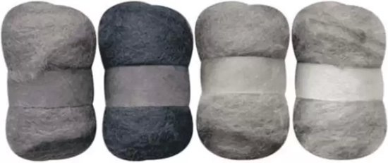 Gekaarde Wol Set 4x20 gr Grijstinten | bol.com