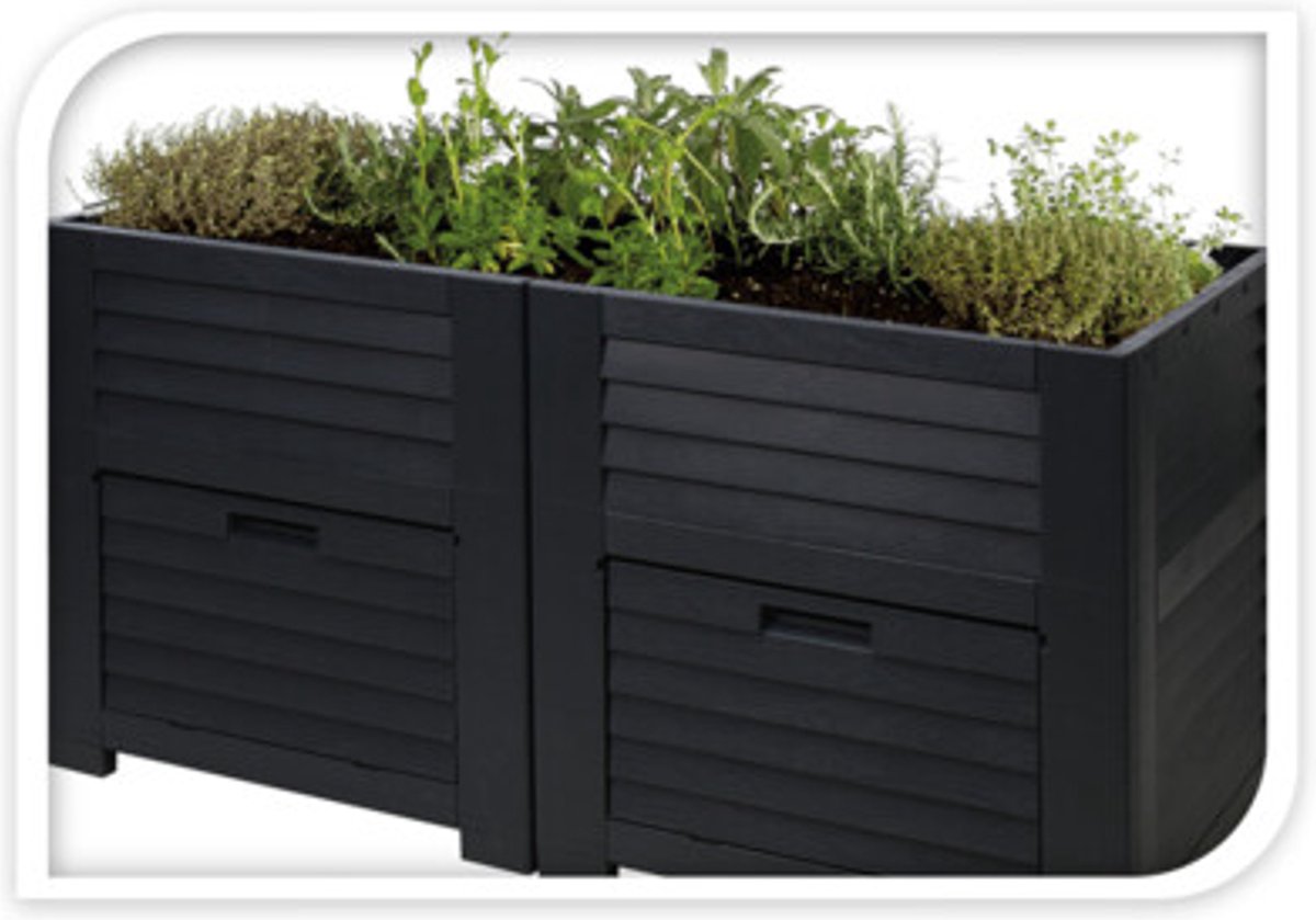 Verhoogde kunststof Moestuin/Bloembak XXL 76x150x78 cm - Antraciet ...