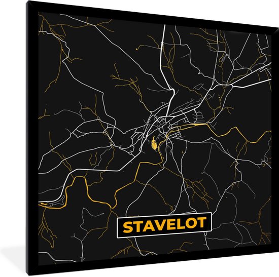 Fotolijst incl. Poster - Stavelot - Kaart - Stadskaart - Goud ...