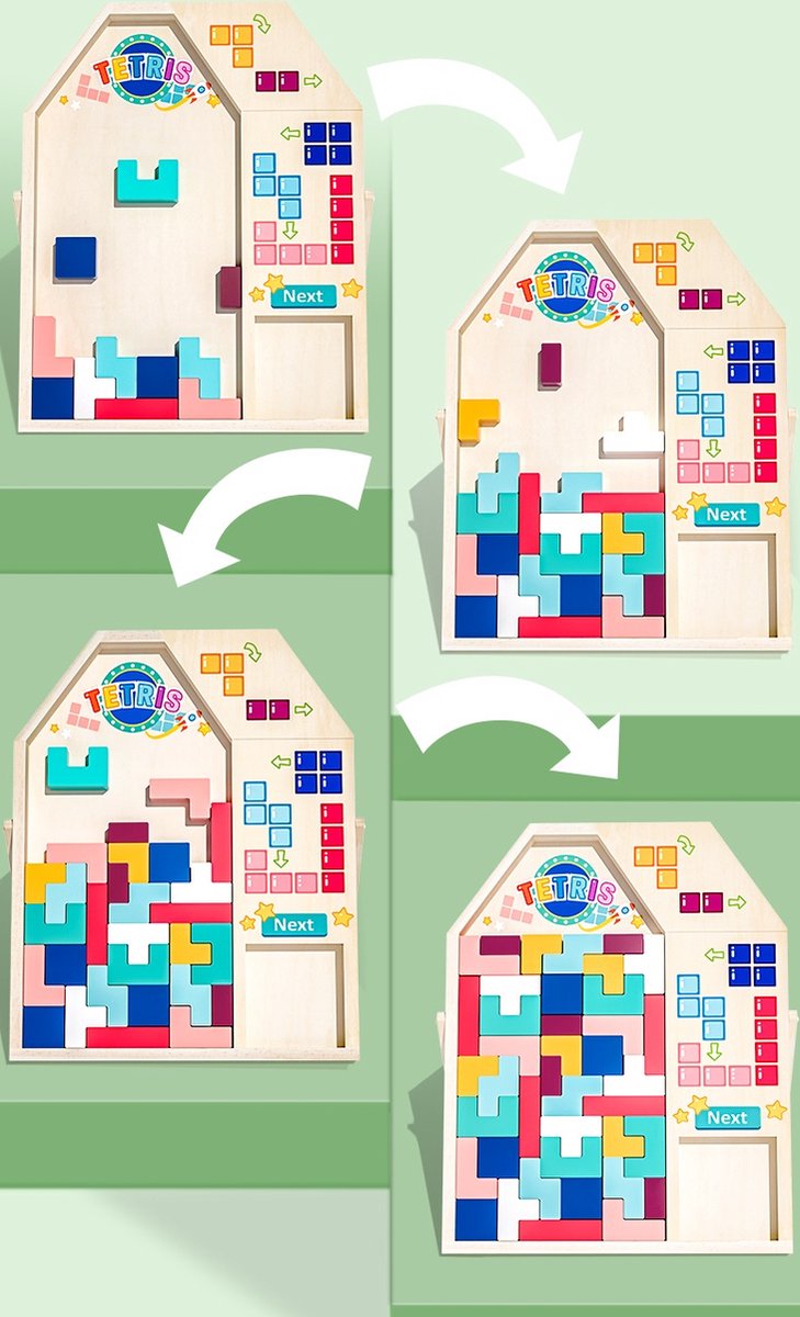 3-in-1 IQ Spel - Extra Grote Verdikte 3D Tetris - Montessori Speelgoed ...