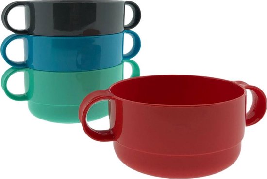 Stapelbare Kunststof Soepkop - Soepkom - 11,5 x 6 cm - 4 Stuks ...