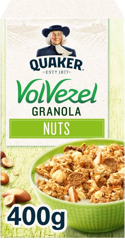 Quaker Muesli Volvezel Noten 400 Gram 3 Grote Pakken Ontbijtgranen ...