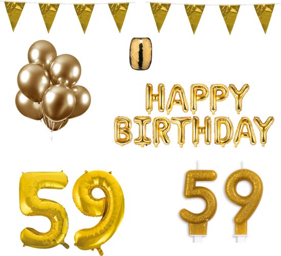 59 jaar Verjaardag Versiering Pakket Goud | bol.com