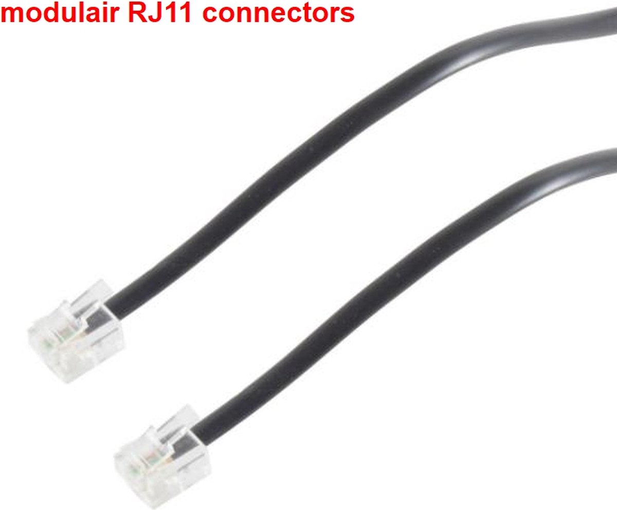 TELEFOONKABEL - 15m – soepel - met modulaire RJ11-connectors 6P4C - 4 ...